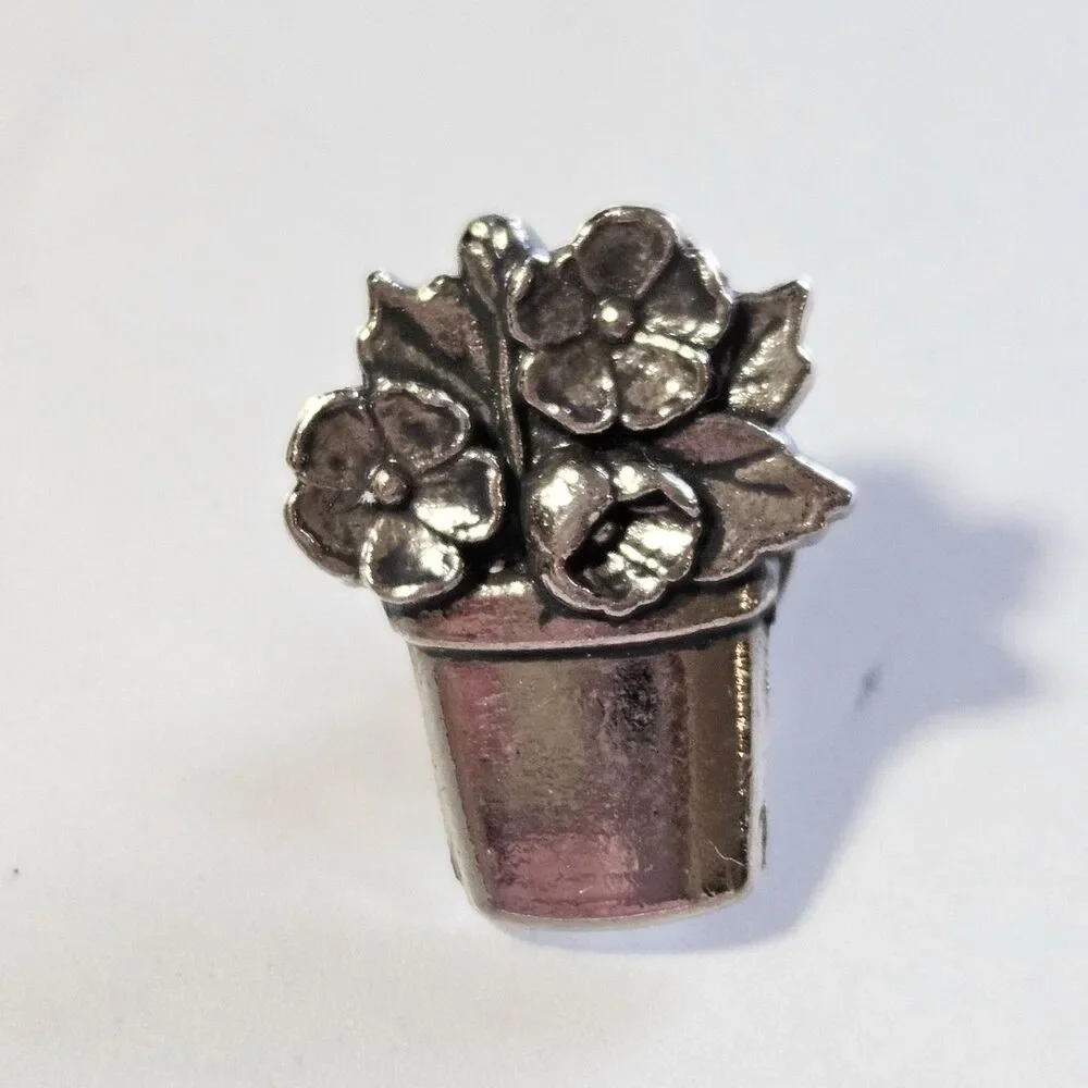 Unbranded | Jewelry | Vintage Silver Tone Dainty Flowers In A Pot Pin ...